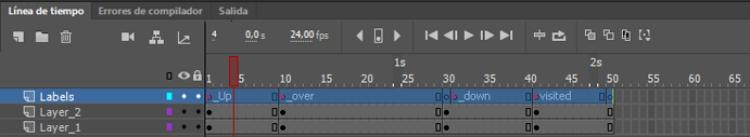 Uso de fotogramas y fotogramas clave en Adobe Animate