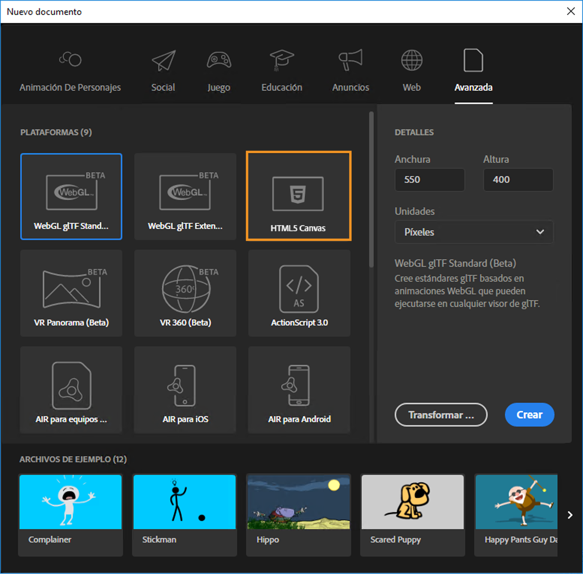 Componentes de Animate