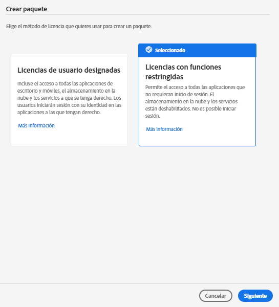 Crear paquetes de InDesign Server con Admin Console