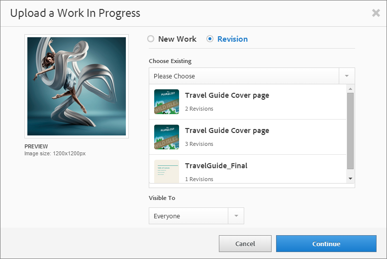 Publicación en Behance desde Adobe Creative Cloud