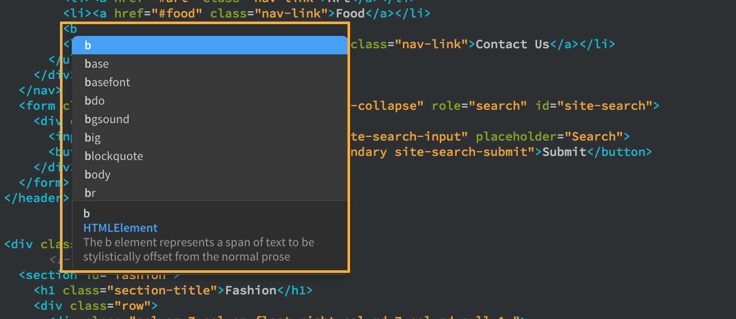 Sugerencias de código y completado de código