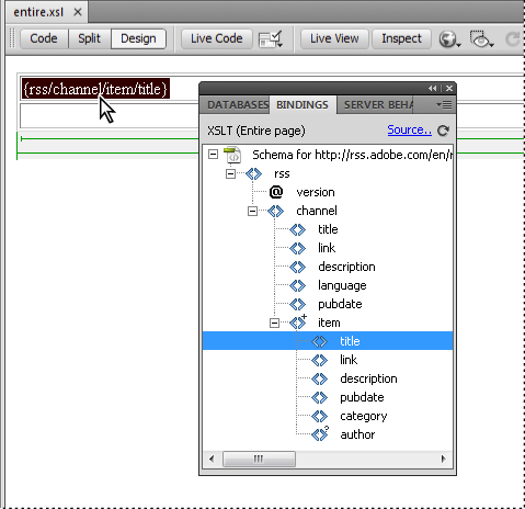 Realización de transformaciones XSL en el lado del servidor en Dreamweaver