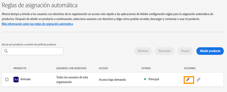 Administrar reglas de asignación automática