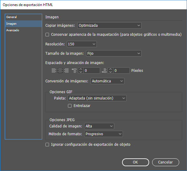 Exportación de contenido a HTML en InDesign CC