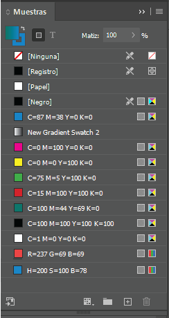 Crear, gestionar e importar muestras en InDesign