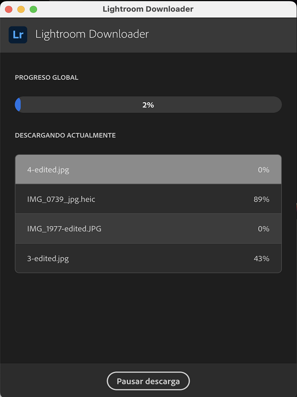 Descargar fotos y videos sincronizados de Lightroom de la nube a un ...
