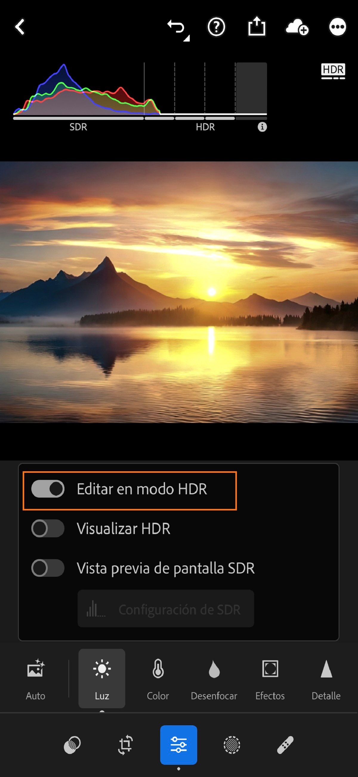 Optimización de fotografías HDR en Lightroom para dispositivos móviles ...