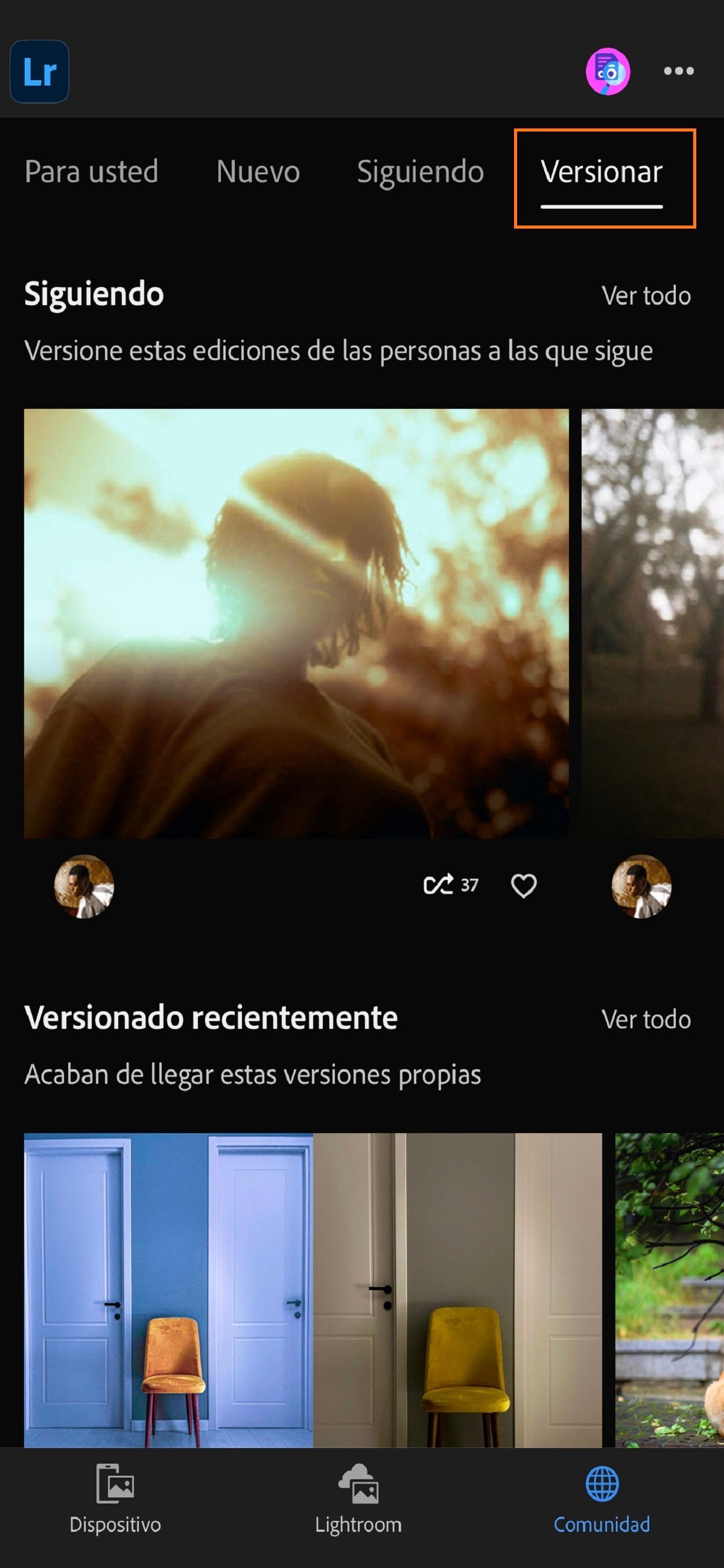 Inspiración y aprendizaje integrados en la aplicación con Lightroom ...
