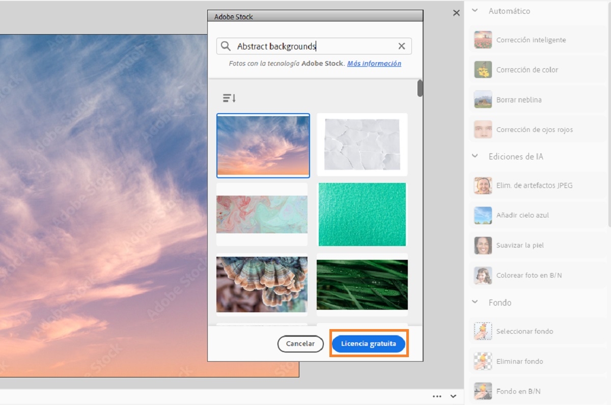 Integración de Adobe Stock
