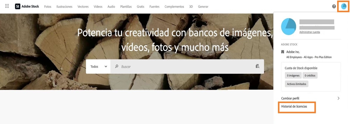 Integración de Adobe Stock