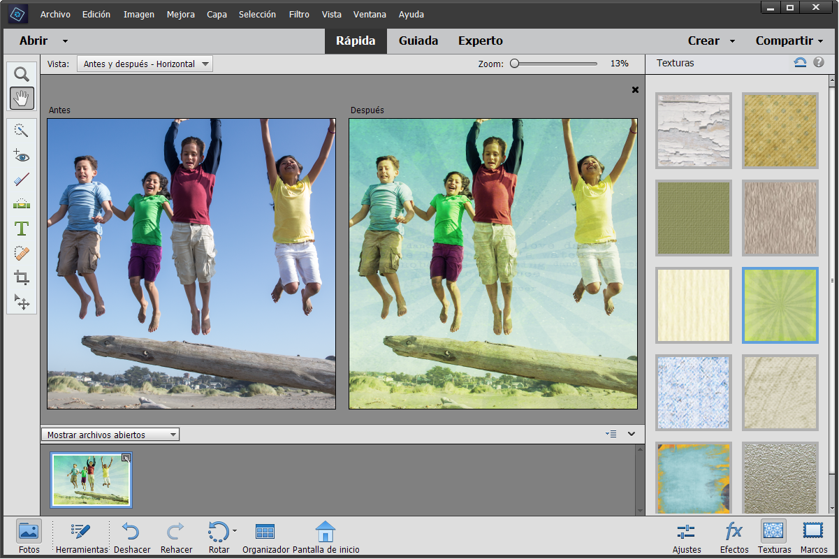 Modo rápido mejorado en Photoshop Elements