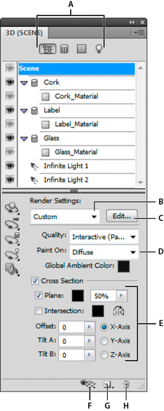 Configuración del panel 3D en Photoshop