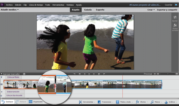 Composición y edición de clips de película en Adobe Premiere Elements