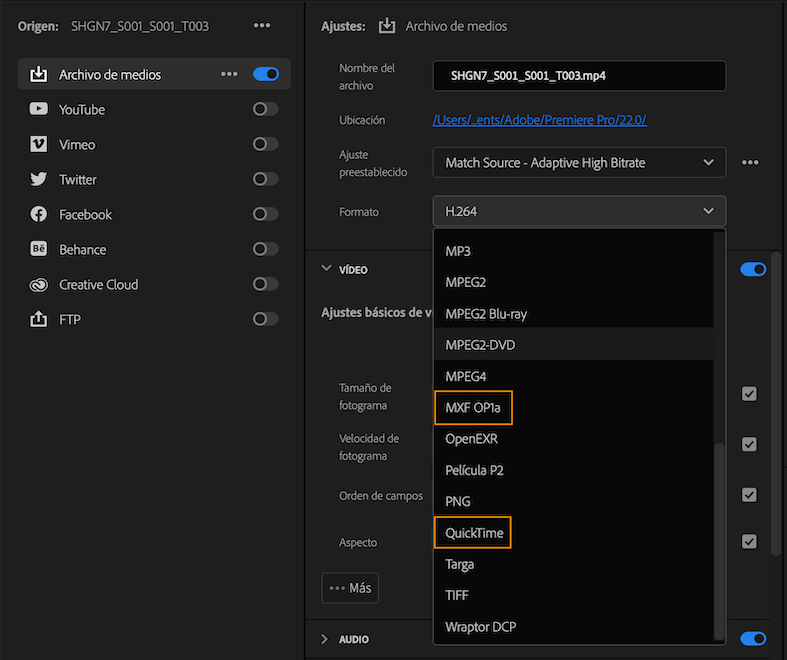 Trabajar de forma nativa en Rec. 2100 HLG