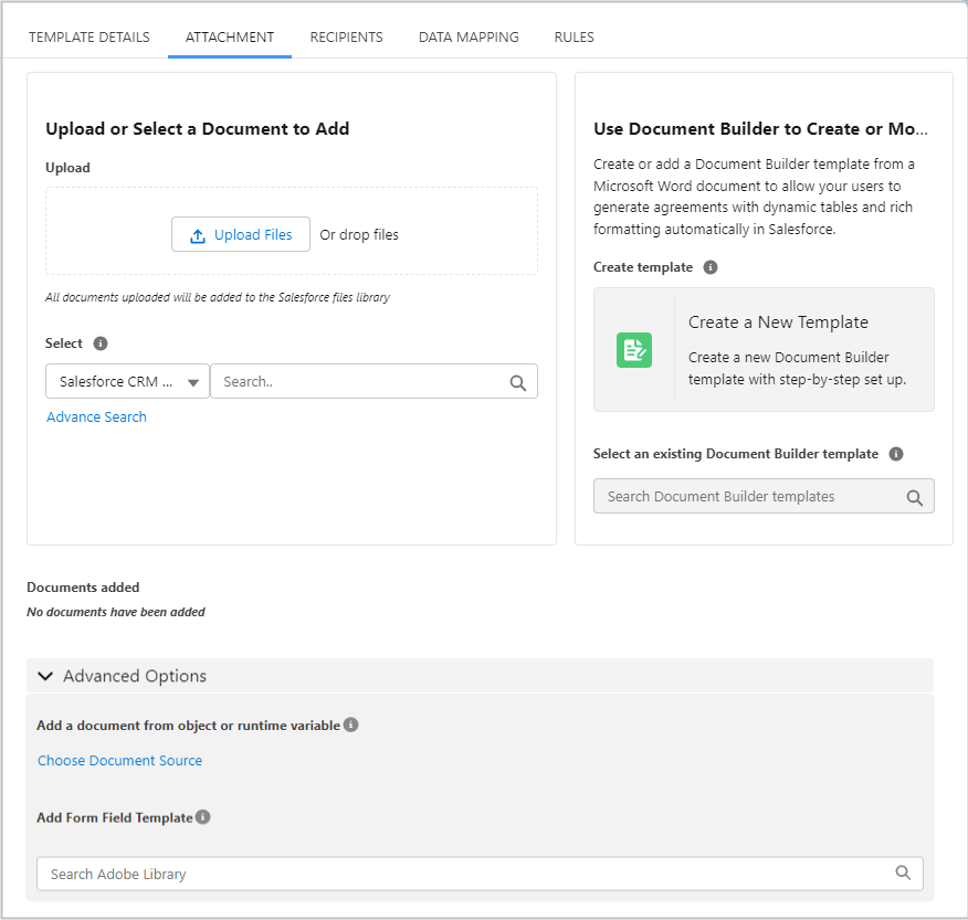 Uso de Acrobat Sign Document Builder para Salesforce