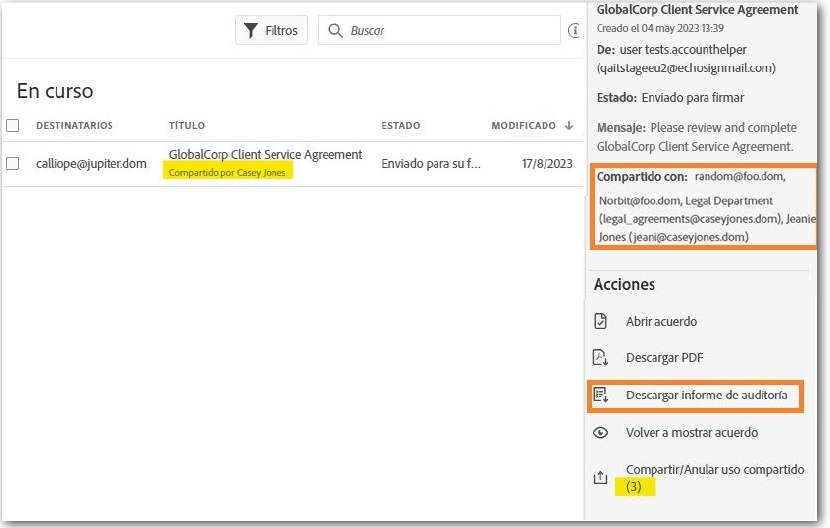 Uso compartido de un acuerdo individual