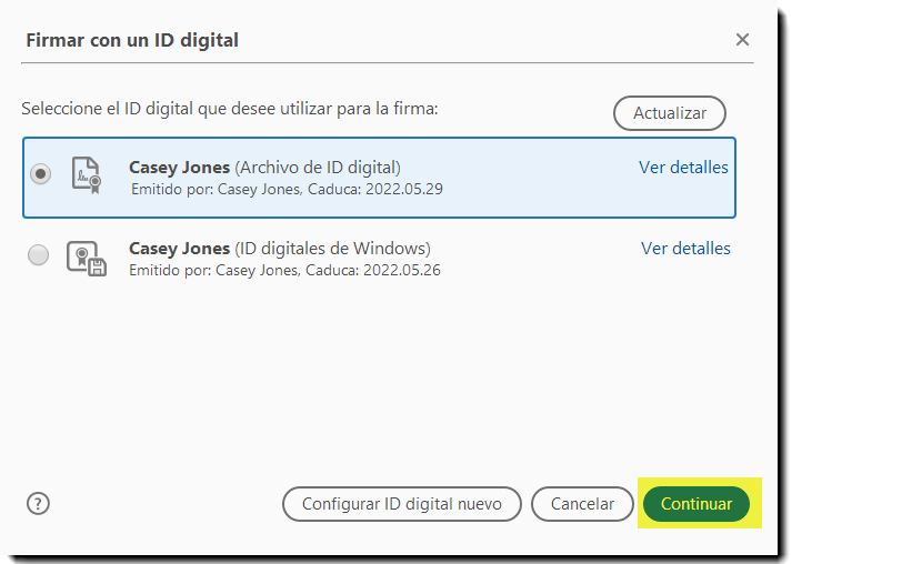 Utilizar firmas digitales