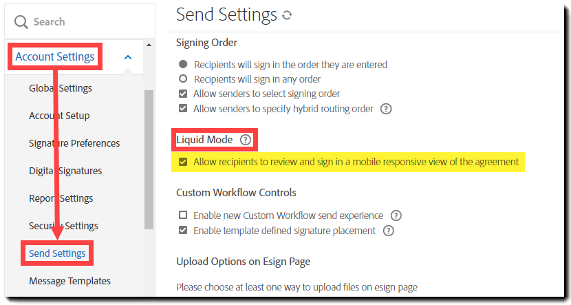 Liquid Mode para la experiencia de firma web para móviles