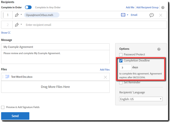 Establecimiento de fechas de caducidad para los acuerdos