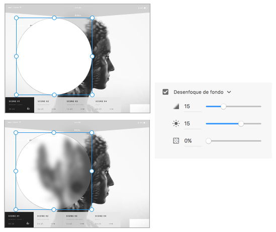 Trabajar con efectos de desenfoque en XD