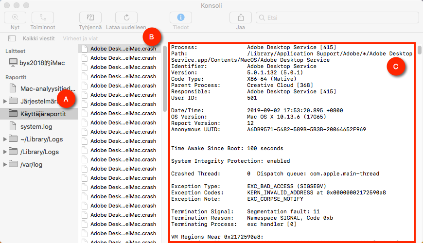 Lokien kerääminen, kun Acrobat kaatuu tai jumiutuu Windows- ja Mac ...