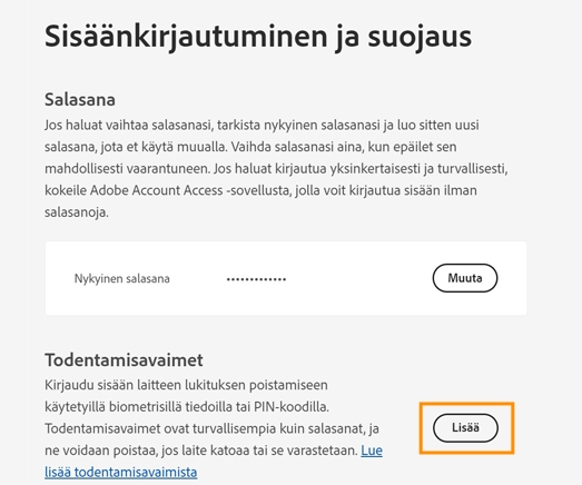 Kirjautuminen turvallisesti todentamisavaimella