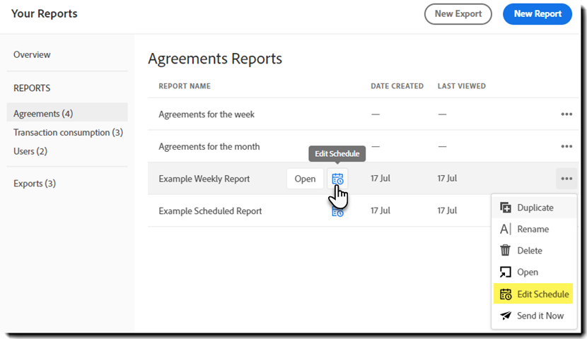 Raportin tai tietojen viennin ajoittaminen