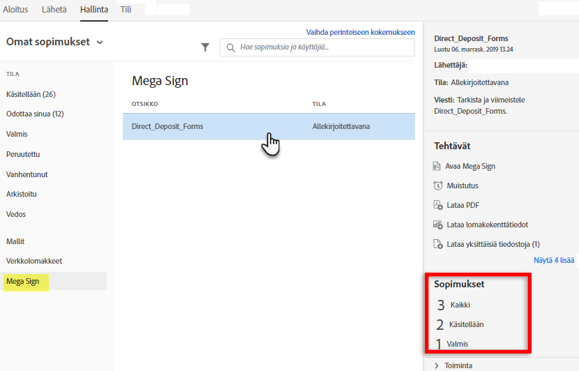 Adobe Signin julkistustiedot
