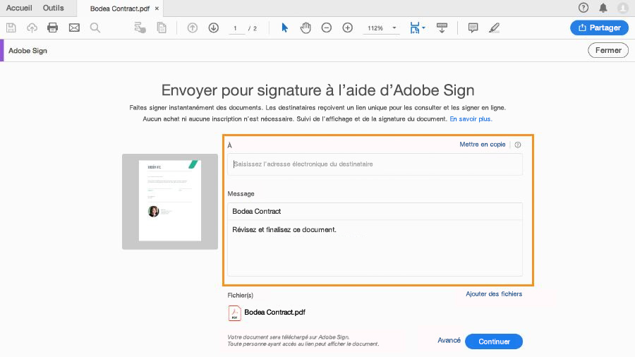 Adobe Learn - Apprentissage Acrobat Pro Envoyer des documents pour signature électronique