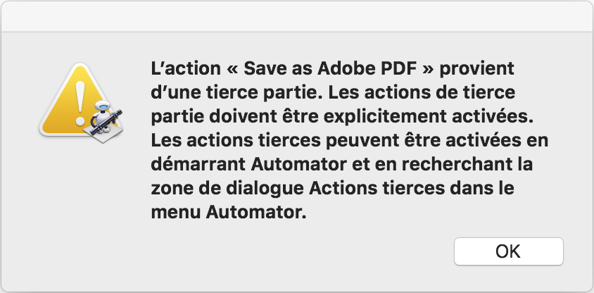 Erreur Lors De L enregistrement Au Format Adobe PDF MacOS Mojave 10 14