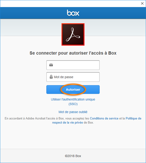 Accès aux fichiers Box dans Acrobat/Reader