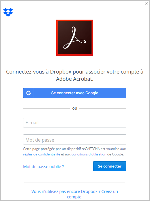 Accès aux fichiers Dropbox dans Acrobat/Reader