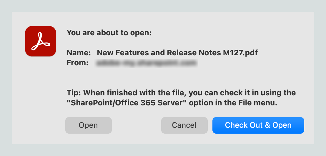 Accès aux fichiers SharePoint dans Acrobat ou Acrobat Reader