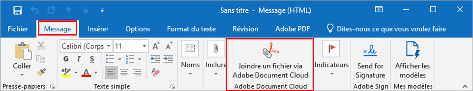 Adobe Document Cloud pour Outlook, Acrobat