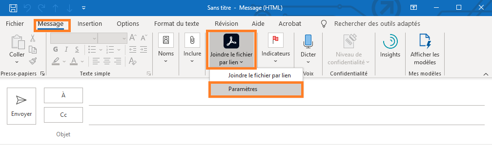 Adobe Document Cloud pour Outlook, Acrobat