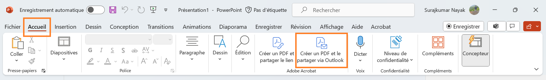 Création d’un fichier PDF avec PDFMaker dans Adobe Acrobat (Windows)