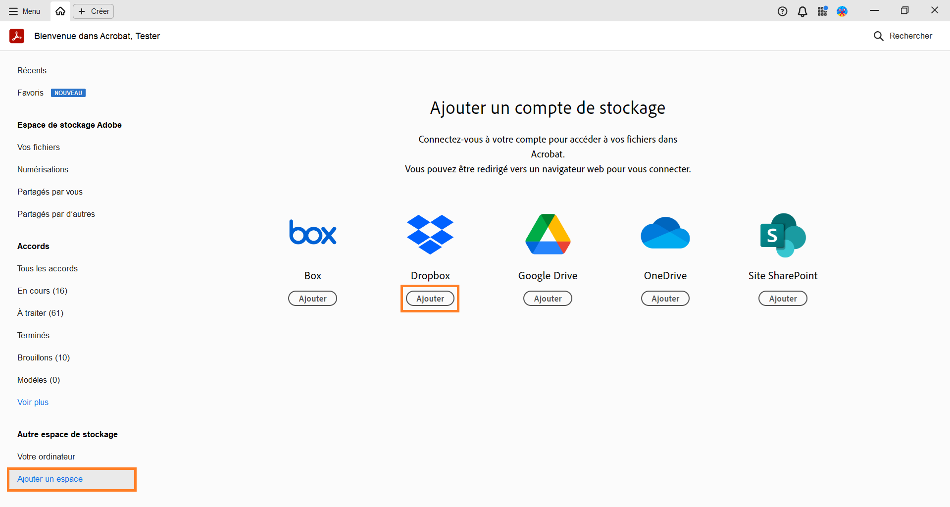 Accès à vos fichiers Dropbox dans Acrobat/Reader