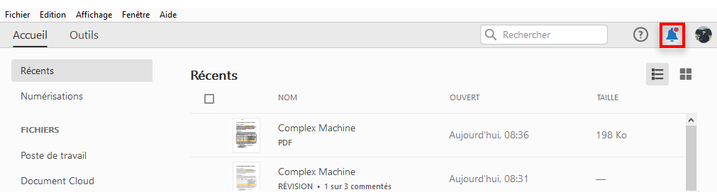 Notifications de Document Cloud