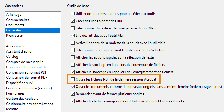 Ouverture de PDF, Adobe Acrobat