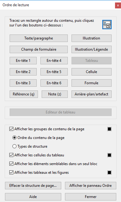 Outil Ordre de lecture pour les fichiers PDF (Adobe Acrobat Pro)