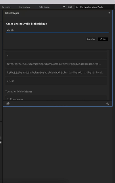 Bibliothèques Creative Cloud dans After Effects