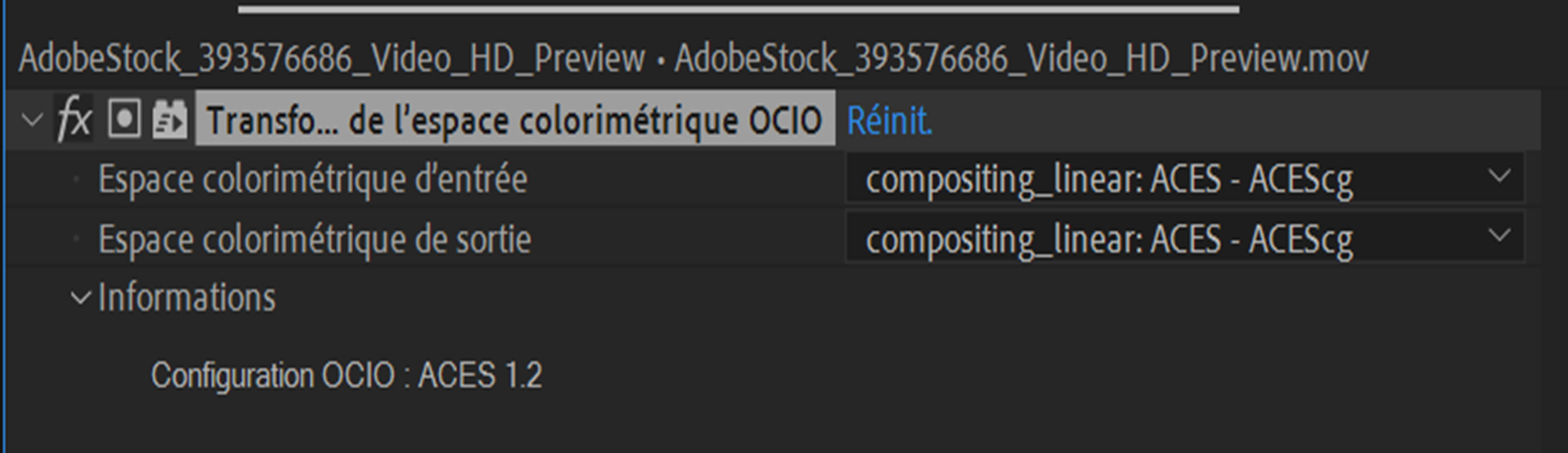 Gestion des couleurs OpenColorIO et ACES