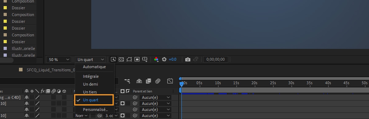 Aperçu sans rendu dans After Effects