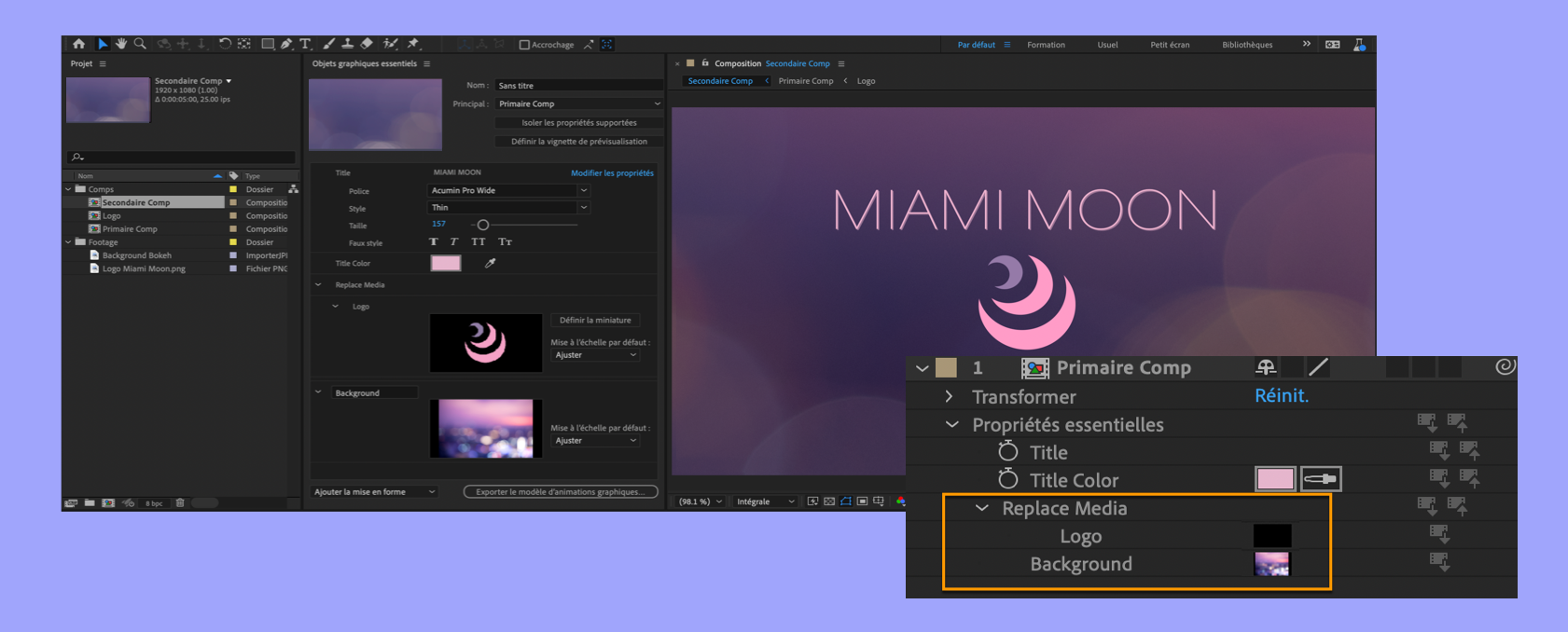 Créez un modèle d’animations graphiques avec des médias remplaçables.