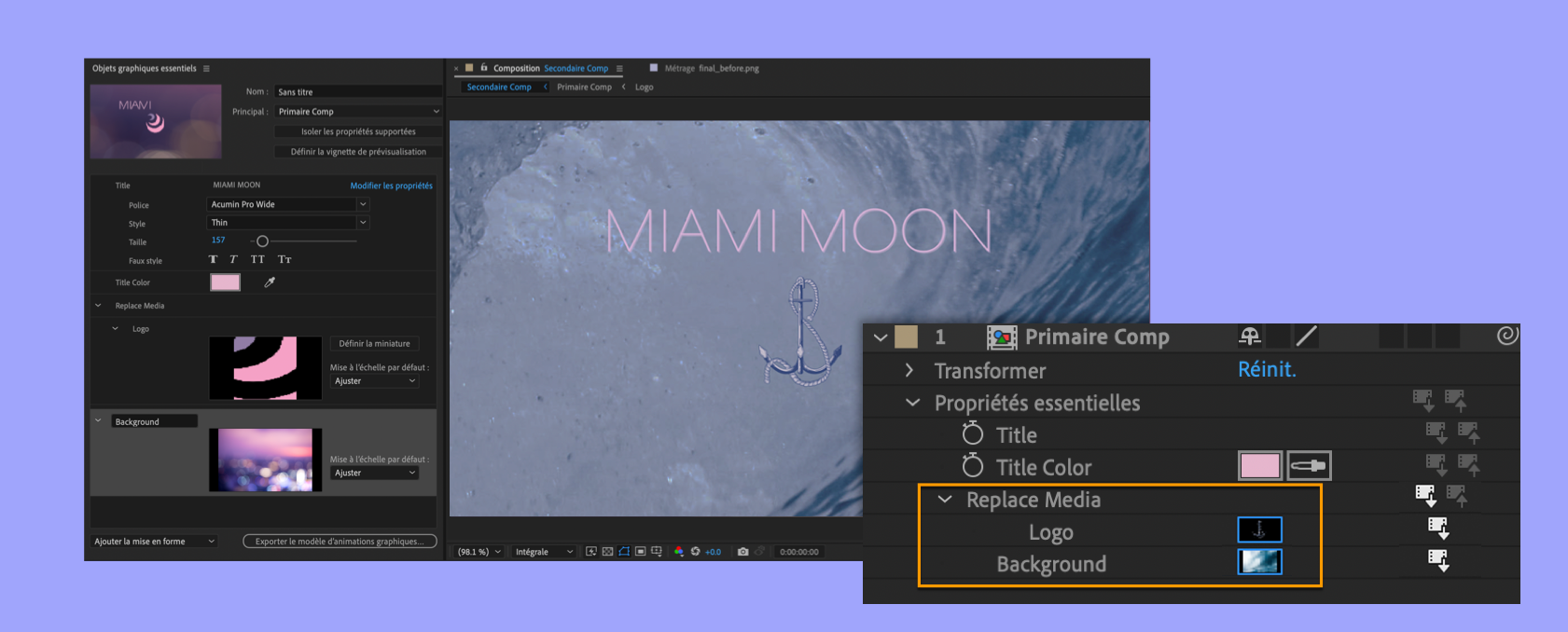Créez un modèle d’animations graphiques avec des médias remplaçables.