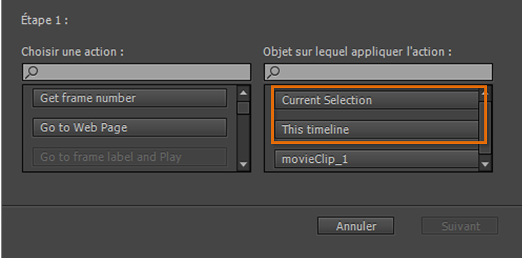 Utilisation d’ActionScript avec Animate
