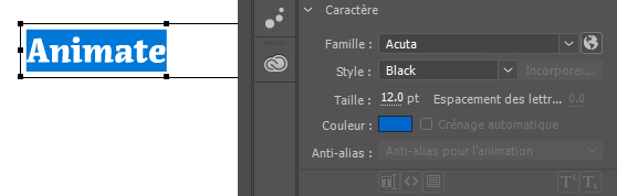 Utilisation de polices Adobe Fonts dans Animate