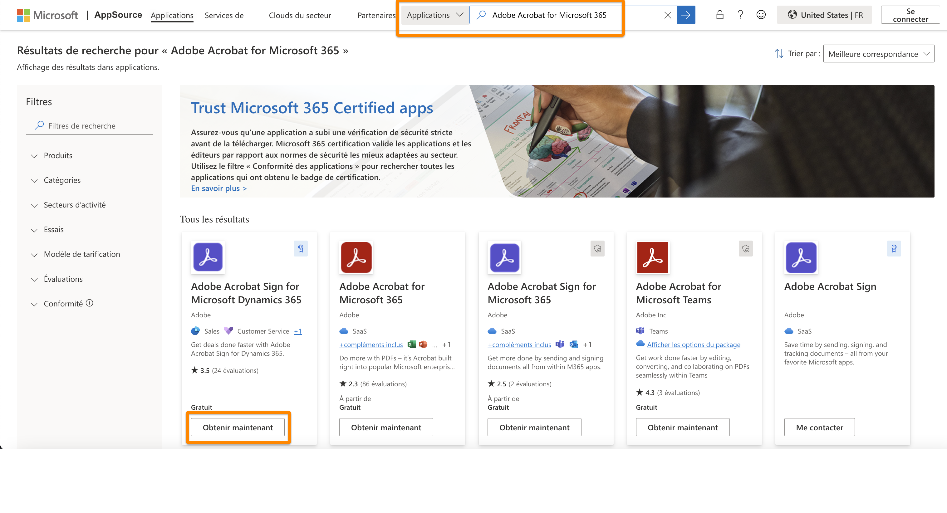 Adobe Acrobat pour Microsoft 365
