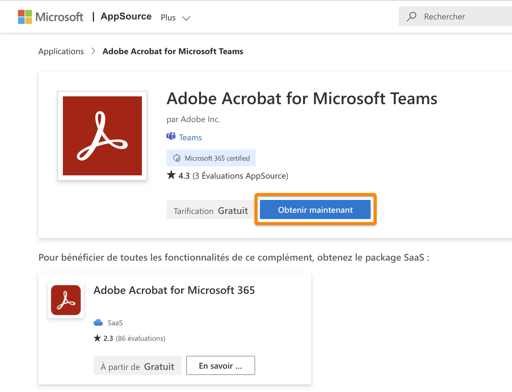Adobe Acrobat pour Microsoft 365