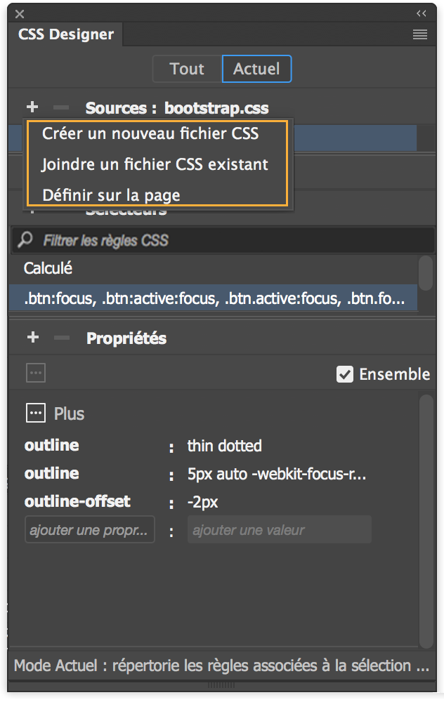 Comment utiliser le panneau CSS Designer sous Dreamweaver